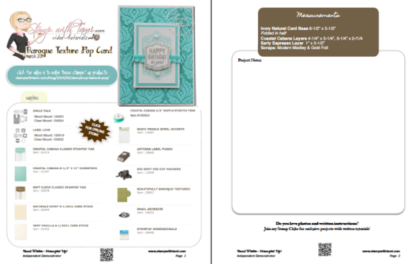 VIDEO: Baroque Texture Background Pop Card - Stampin' Up! Demonstrator ...