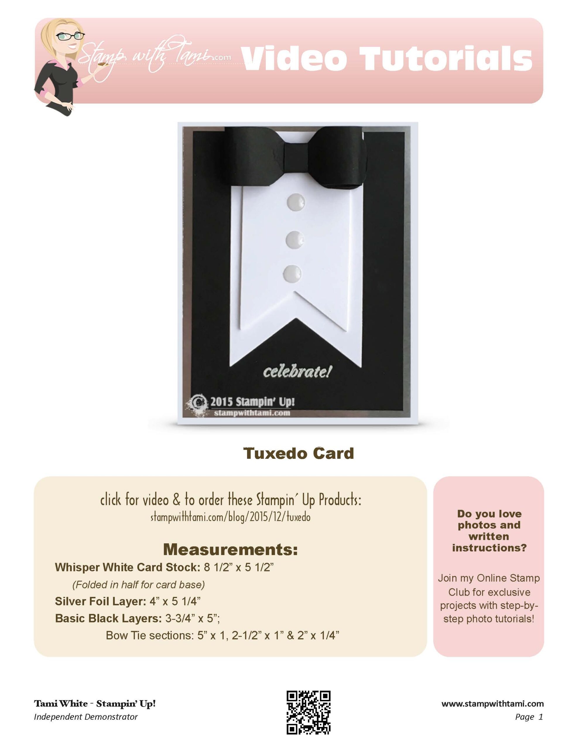 VIDEO: Black Tie Tuxedo Card for New Years and other Events - Stampin ...