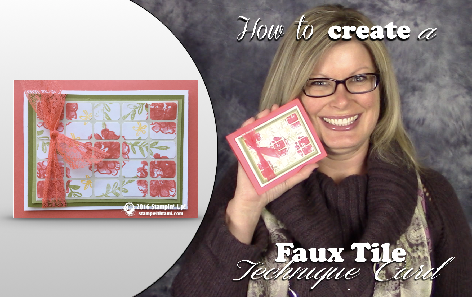 VIDEO: How to make a Faux Ceramic Tile Card - Stampin' Up! Demonstrator ...