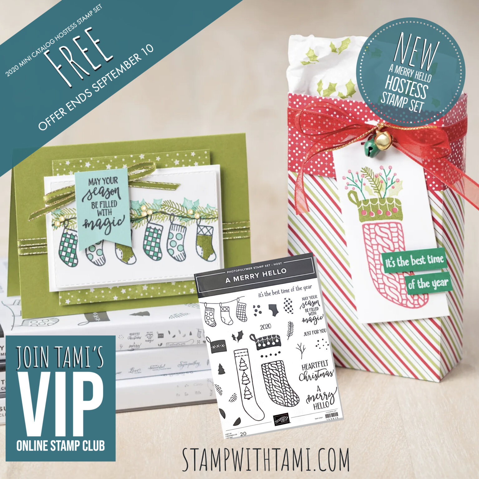 Free A Merry Hello Hostess Set | Stampin' Up! | StampWithTami