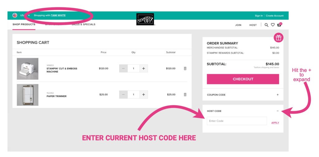 HOST CODE - Stampin' Up! Demonstrator: Tami White | Stamping, Crafting ...