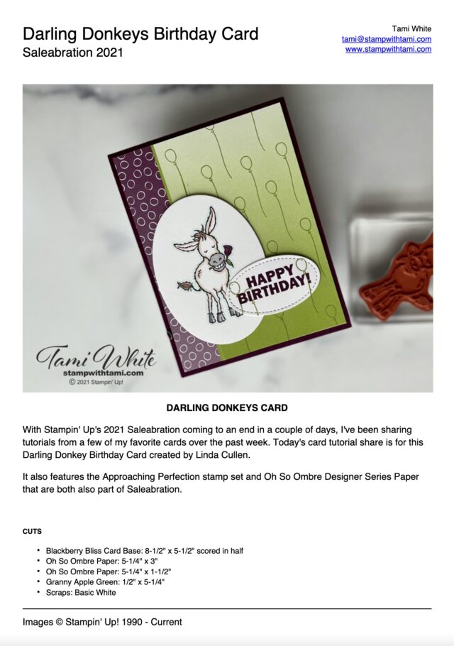 Darling Donkey Birthday Card Tutorial | Stampin' Up! | StampWithTami.com