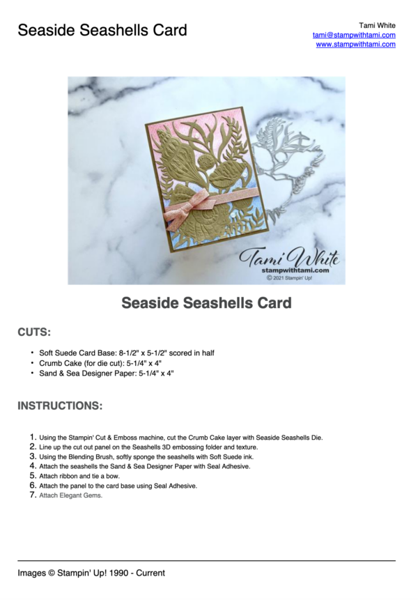 Textured Seashells Card Tutorial | Stampin Up | StampWithTami.com