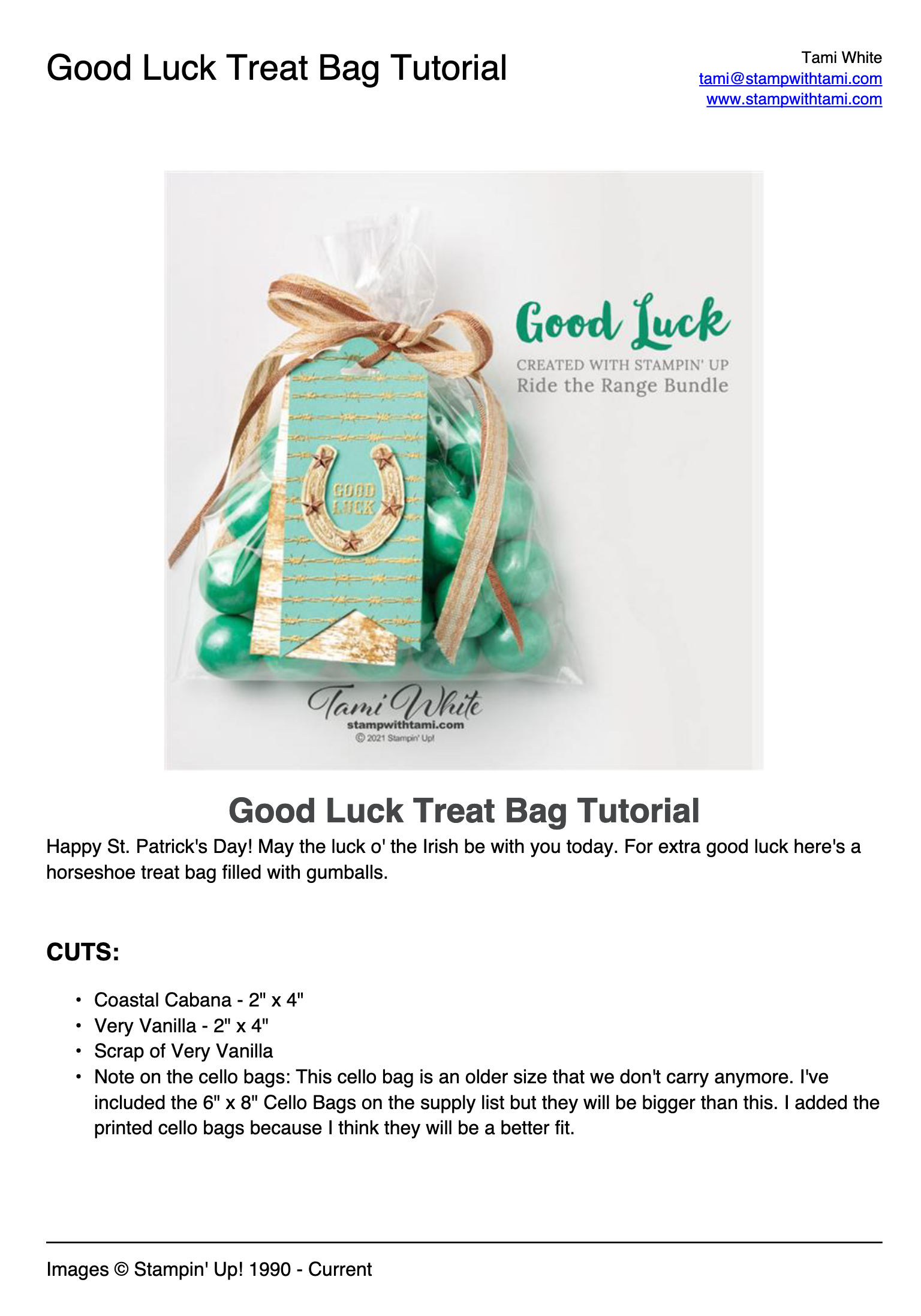 Good Luck Treat Bag Tutorial | Stampin' Up! | StampWIthTami.com