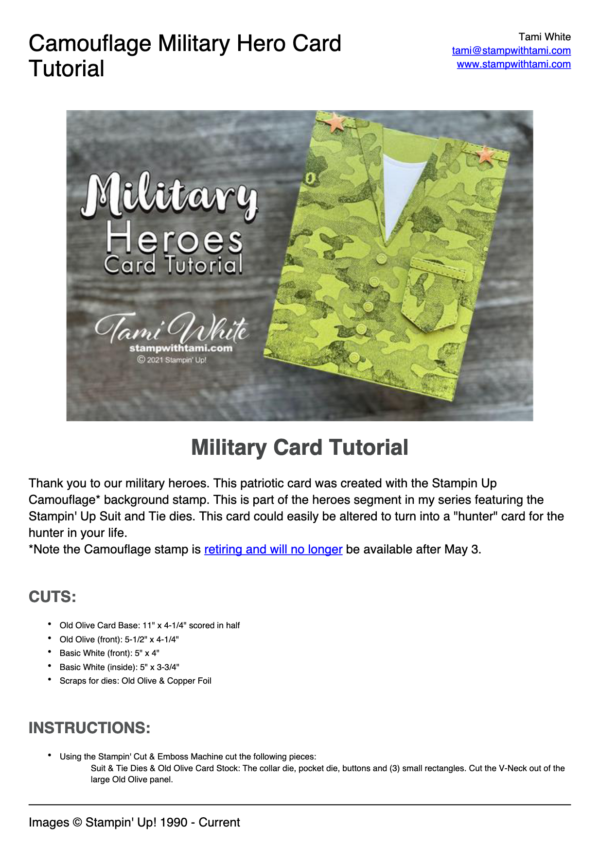 Military Hero Card Tutorial | Stampin' Up! | StampWithTami.com
