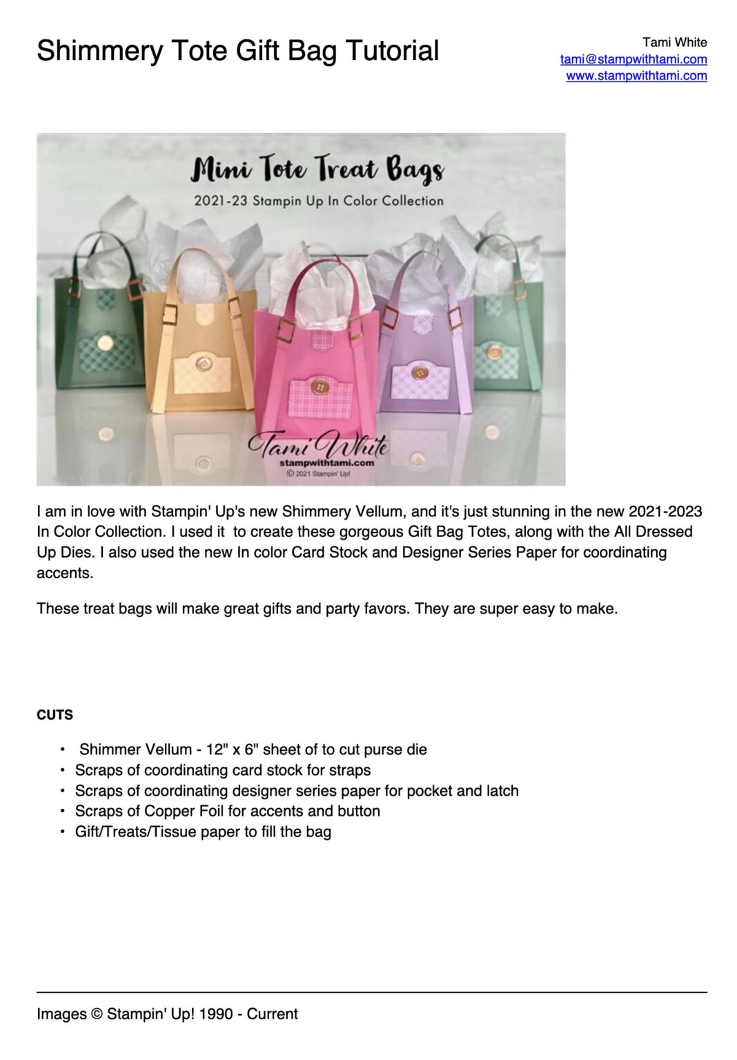 Shimmery Tote Gift Bag Tutorial | Stampin' Up! | StampWithTami.com