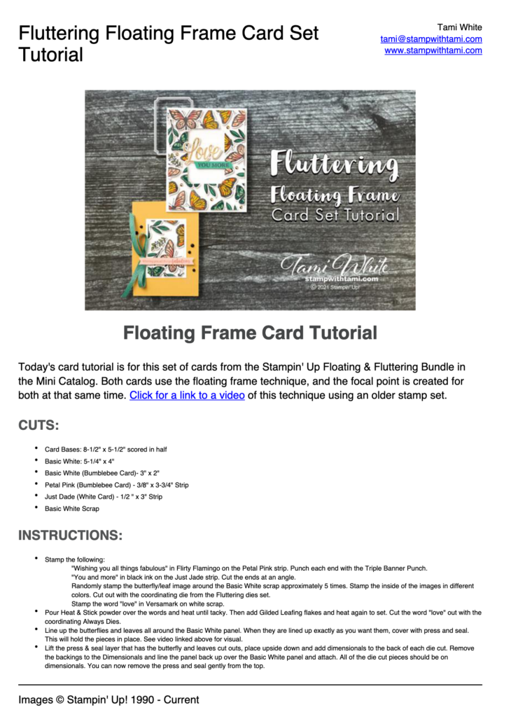 Fluttering & Floating Frame Card Set Tutorial | Stampin' Up ...