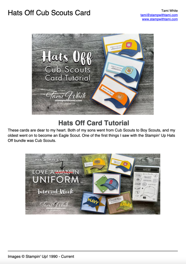 Hats Off Cub Scouts Card Tutorial | Stampin' Up! | StampWithTami.com