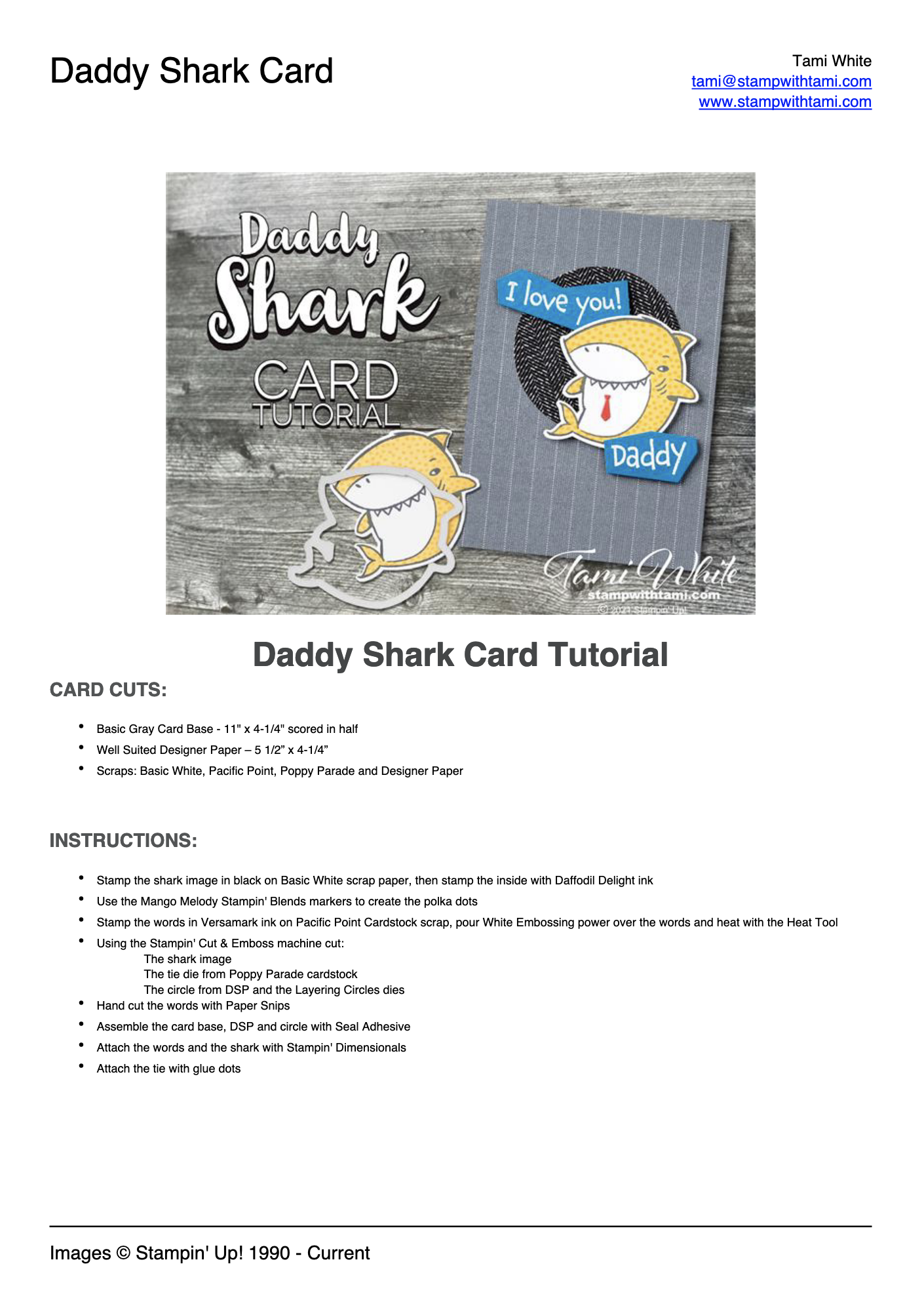 Daddy Shark Card Tutorial | Stampin' Up! | StampWithTami.com