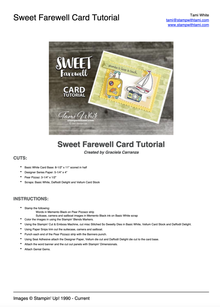 Sweet Farewell Card Tutorial | Stampin Up | StampWithTami.com