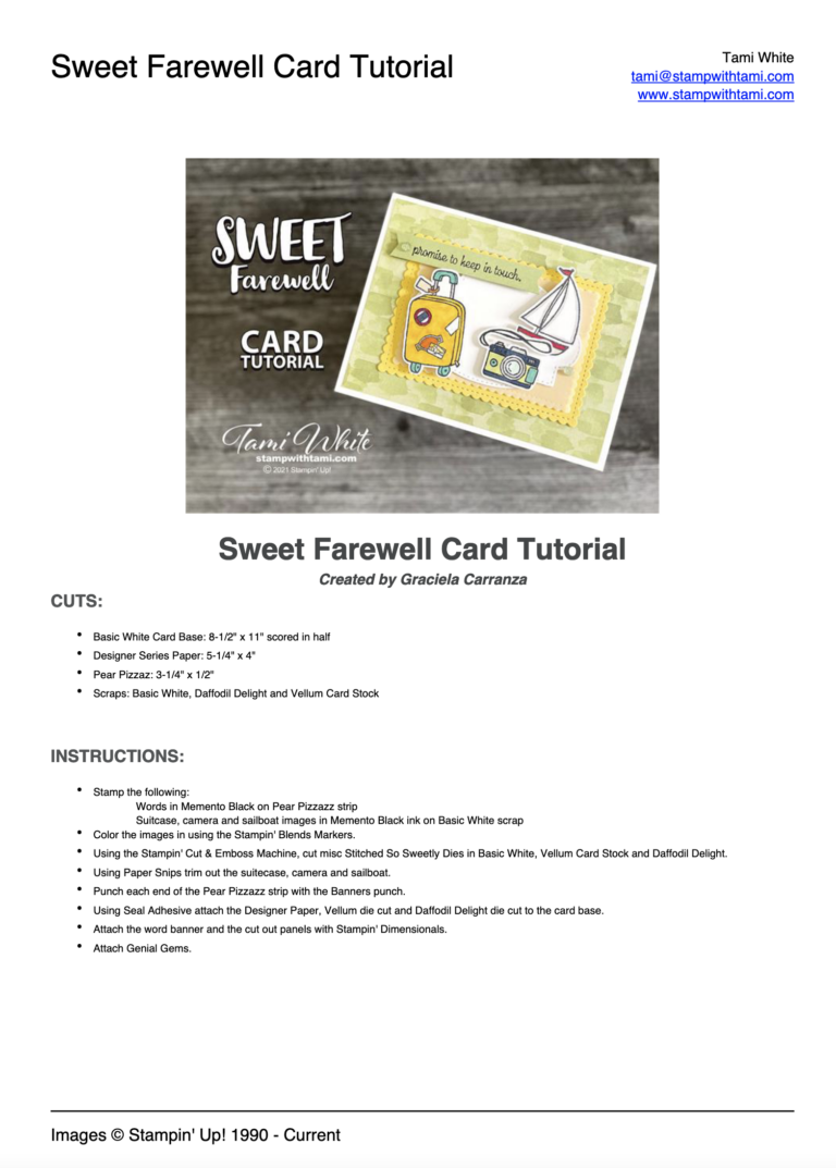 Sweet Farewell Card Tutorial | Stampin Up | StampWithTami.com
