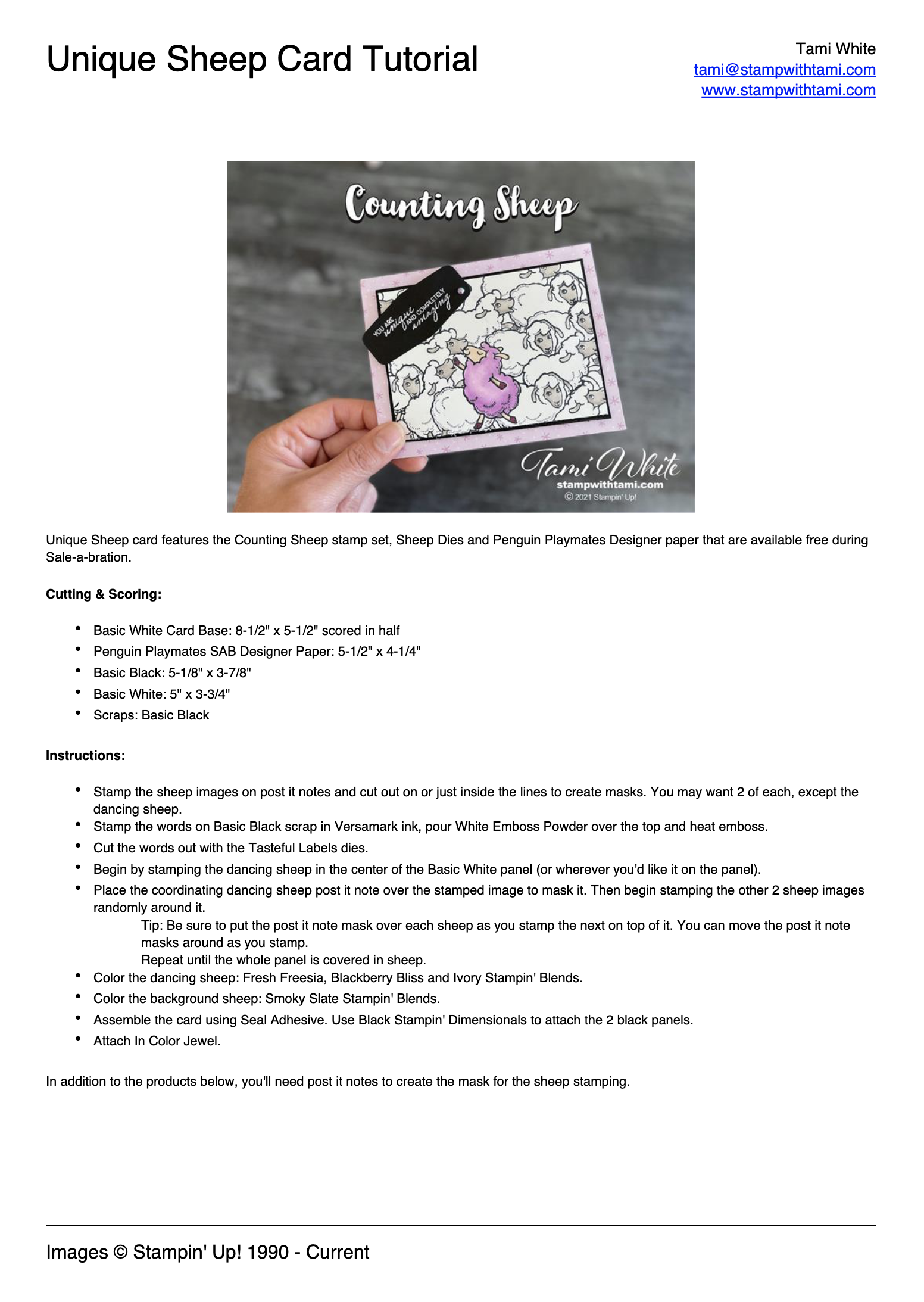 Unique Sheep Card Tutorial | Stampin Up | StampWithTami.com