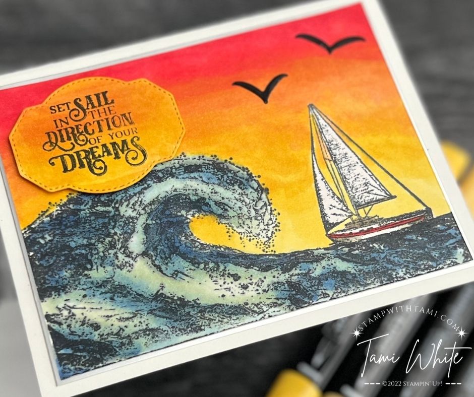 Sailing Home Stamp Set Wave Cards | Stampin Up | StampWithTami.com