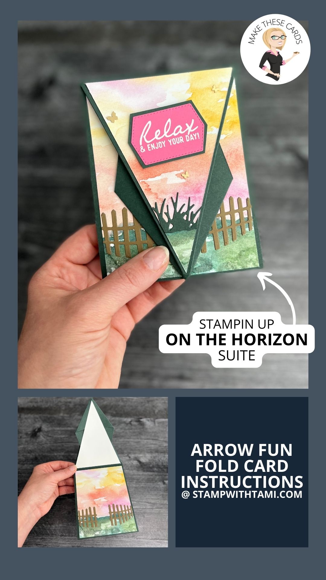 On The Horizon Arrow Fold Card | Stampin Up | StampWithTami.com