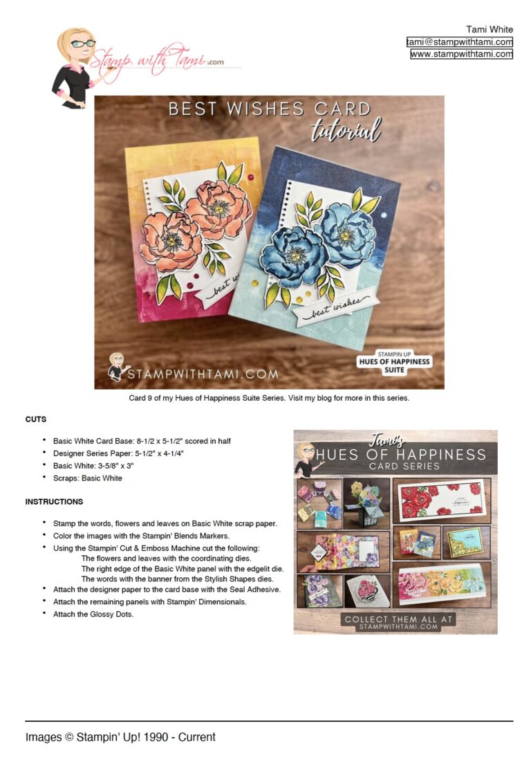 Best Wishes Card [Hues of Happiness Series Cards 9 & 10] | Stampin Up ...