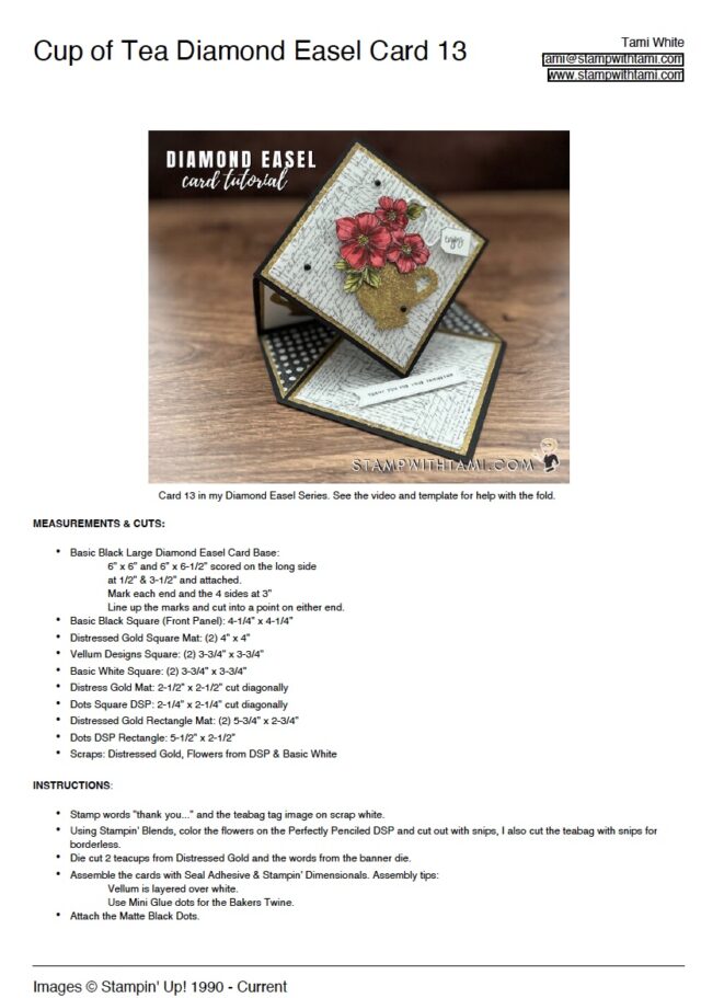 Cup of Tea [Diamond Easel Series Card 13] | Stampin Up Fun Fold Cards