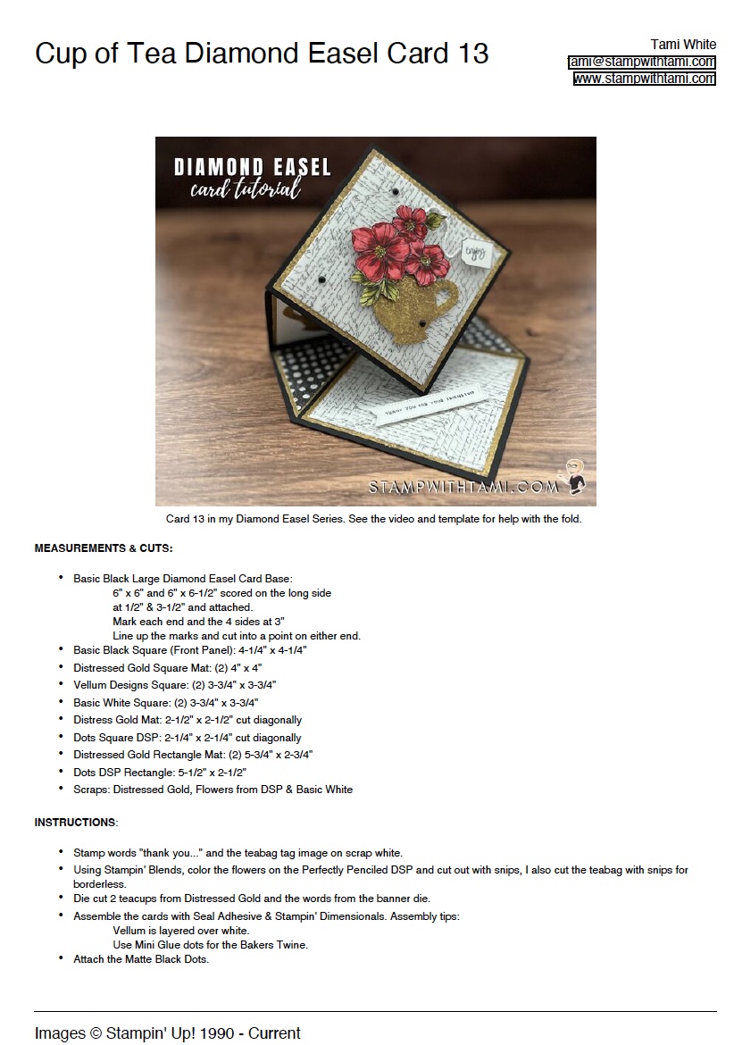 Cup of Tea [Diamond Easel Series Card 13] | Stampin Up Fun Fold Cards