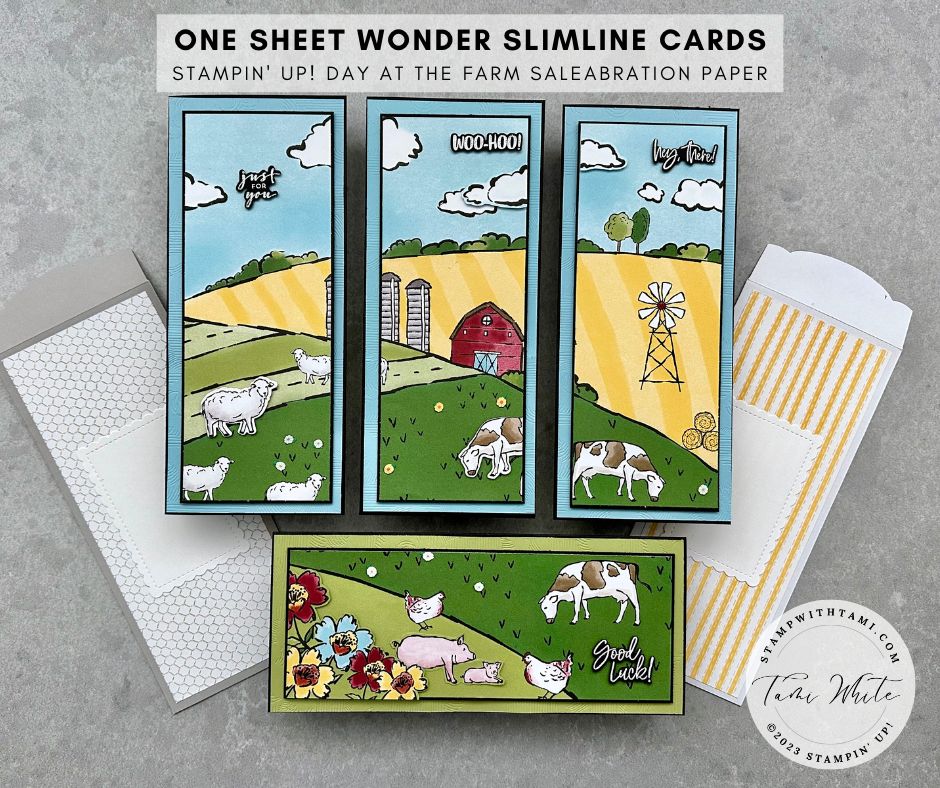 Day at the Farm 1 Sheet Wonder Slimline Cards | Stampin Up