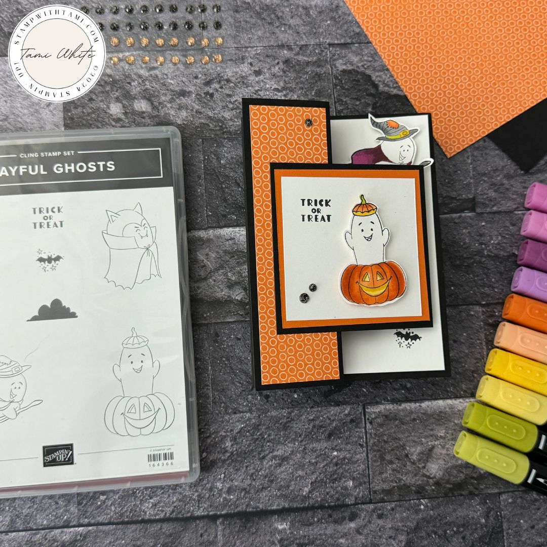 Playful Ghosts Halloween Card – Accordion Z Fold Series #2 - Stampin' Up! Demonstrator: Tami ...
